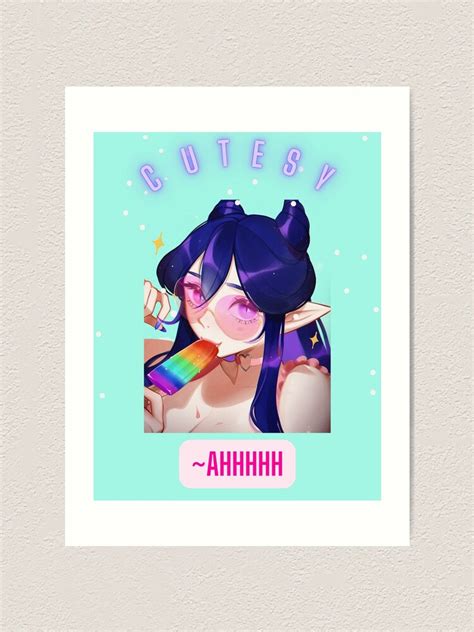 Cute Anime Girl Elf Ears Licking A Popsickle Art Print For Sale By