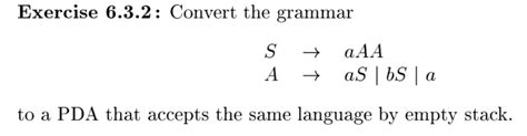 Solved Exercise Convert The Grammar A AS BS A To A Chegg