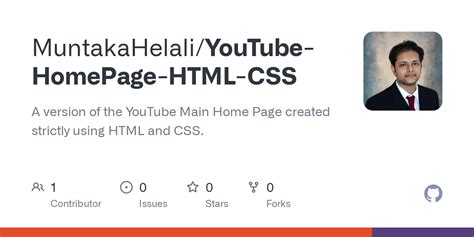 GitHub MuntakaHelali YouTube HomePage HTML CSS A Version Of The YouTube Main Home Page