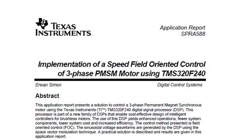 Implementation Of A Speed Field Oriented Control Of 3 Phase Pmsm Motor
