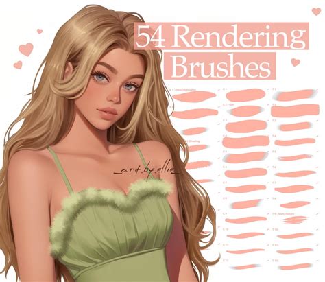 54 Procreate Rendering Brushes Procreate Rendering Brushset Lineart