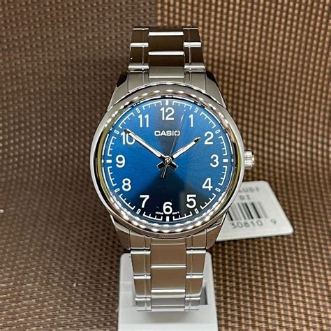 Casio Mtp V005d 2b4 Blue Analog Stainless Steel Numeral Quartz Men Casual Watch Shopee Singapore