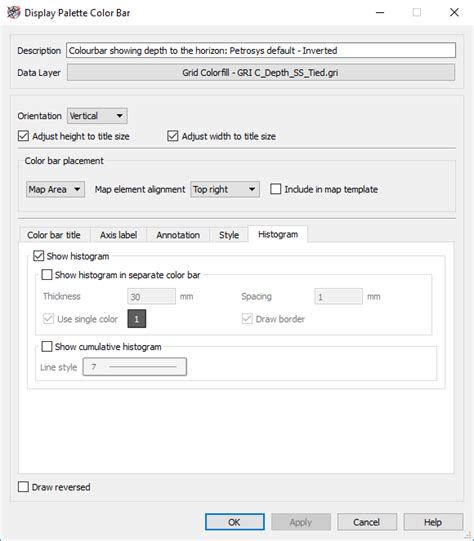 Displaying Histogram Color Bars Petrosys
