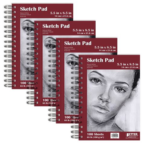 Better Office Products Artist Sketch Pads Side Spiral Bound 5 5 X 8