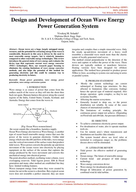 Pdf Design And Development Of Ocean Wave Energy Power Generation System