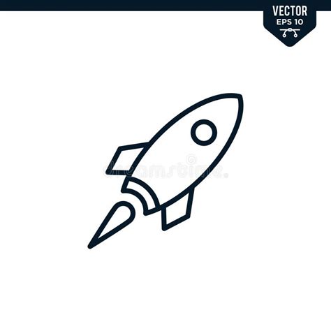 Rocket Icon Collection Outlined Style Stock Vector Illustration Of