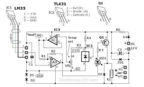 Thermostat Controller With Relay Using Lm35 And Tl431