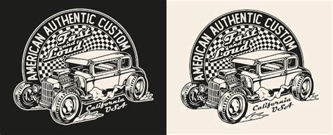 Premium Vector Hot Rod Vintage Monochrome Print
