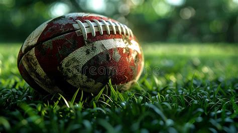 Worn Football On Green Grass Field Stock Illustration Illustration Of Season Field 326254884