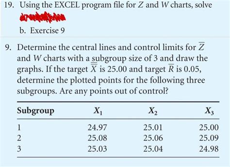 Solved Using the EXCEL program file for Zˉ and W charts Chegg com