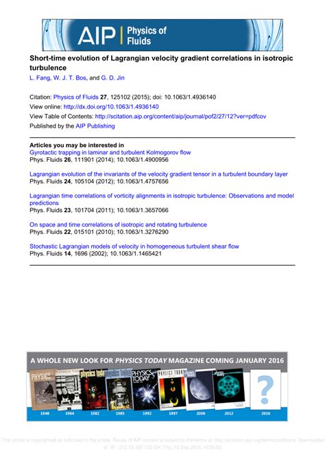 Pdf Short Time Evolution Of Lagrangian Velocity Gradient Correlations In Isotropic Turbulence