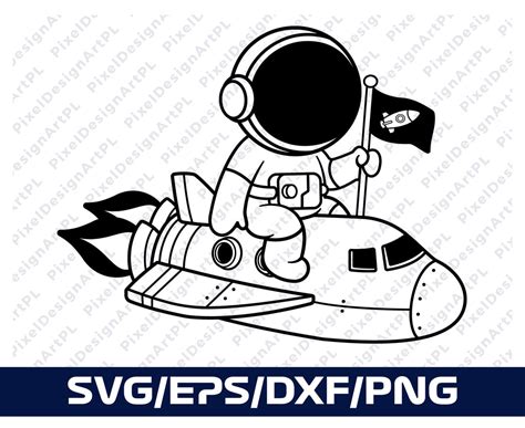Astronaut On Space Shuttle SVG PNG EPS Cricut Sublimation T Shirt Silhouette Scrapbooking