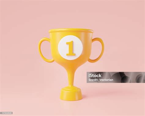 대회에서 1 위를 차지한 트로피 컵 우승자의 트로피 아이콘 챔피언 스포츠 트로피 스포츠 이벤트 승리 챔피언 축하 우승 개념 3d