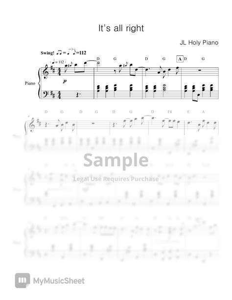 JL Holy Piano It s all right 악보 by JL Holy Piano