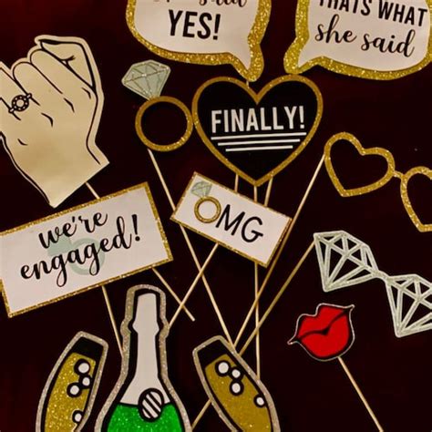Funny Engagement Printable Photo Booth Props 12 Signs Rose Etsy
