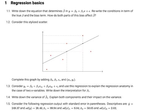 Solved Regression Basics Write Down The Equation That Chegg Com