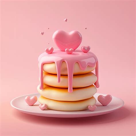 Premium Photo 3d Romantic Pancakes Stack Love Love Element