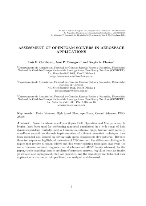 pdf assessment of openfoam solvers in aerospace applications sergio
