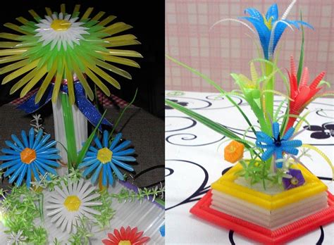 Bình Hoa Làm Bằng ống Hút Diy Straw Flowers Ống Hút Hoa Chậu Hoa
