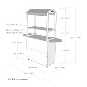 Vendor Cart Mobile Bar VC 12 W NT Pop Up Cart Collapsible Checkout