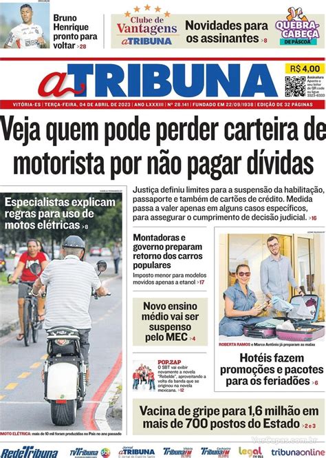 Capa A Tribuna Quarta 18 De Janeiro De 2023