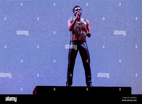 Marco Mengoni Performs Live On Stage During Mengoni Live 2022 At Mediolanum Forum On October 07