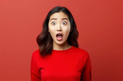 Premium Photo Portrait Of Impressed Korean Girl Saying Wow Gasping