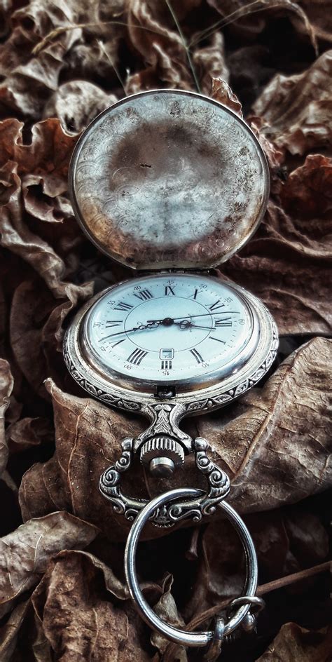Foto Reloj De Bolsillo Plateado Sobre Tela Marrón Imagen Argelia