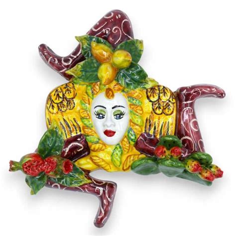 Sicilian Ceramic Trinacria With Mixed Fruit And Pale Prickly Etsy