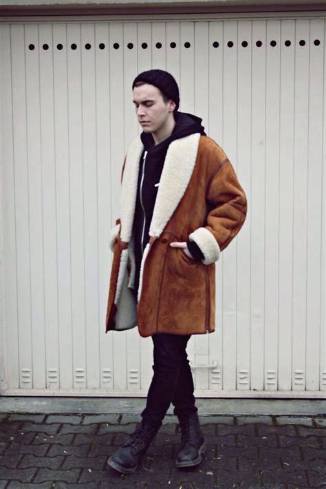 Menswear Streetstyle Mensfashion Solid Hoodie Sheepskin Coat Coat