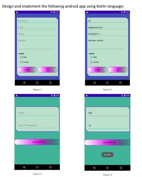 Solved Design And Implement The Following Android App Using Chegg