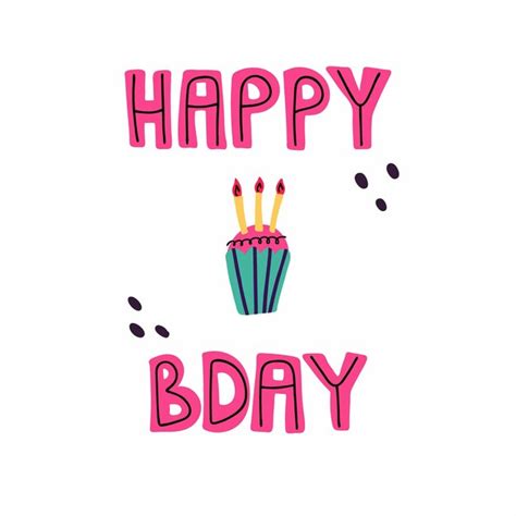 촛불과 함께 원시적 인 미니멀리스트 스타일 축제 컵케익의 해피 Bday 생일 엽서는 인사말 또는 초대 카드 현대 파티 포스터