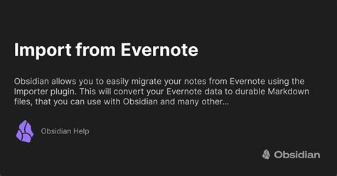 Import From Evernote Obsidian Help