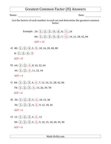 Determining Greatest Common Factors Of Sets Of Two Numbers From 4 To 100 H