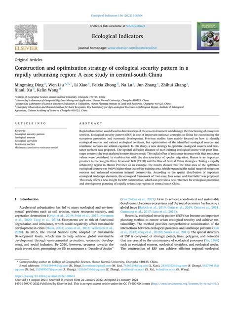 Pdf Construction And Optimization Strategy Of Ecological Security Pattern In A Rapidly