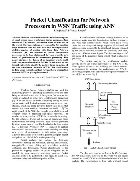 pdf packet classification for network processors in wsn traffic using ann