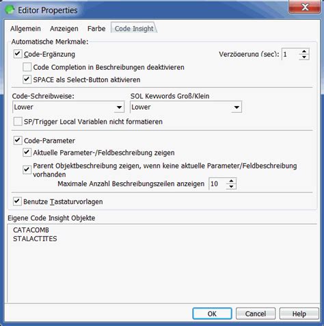 The Database Experts Doku Editoreinstellungen