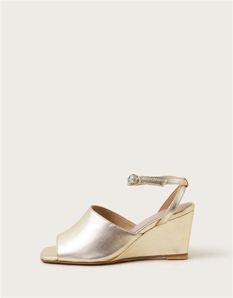 Wedge Sandals Gold Occasion Shoes Monsoon Uk