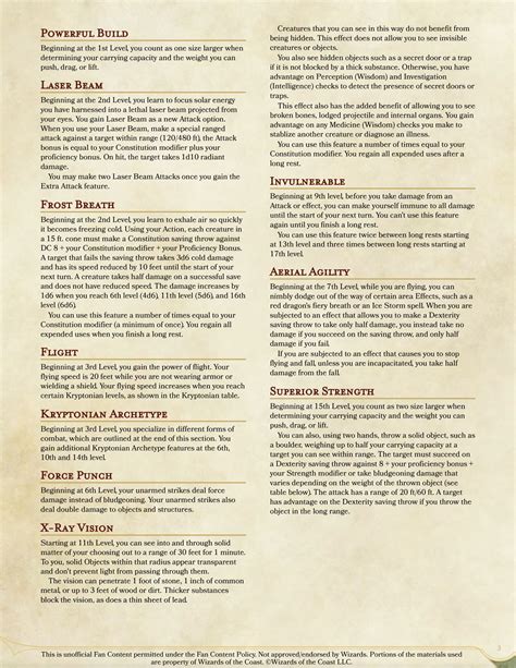 The Kryptonian Class A Homebrew Dandd 5e Class For Playing Superman