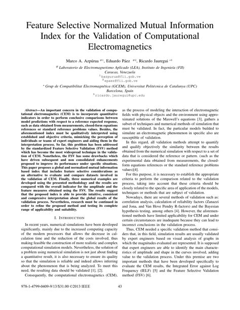 Pdf Feature Selective Normalized Mutual Information Index For The Validation Of Computational