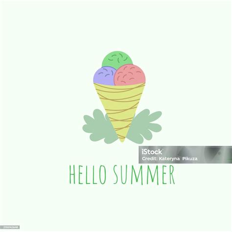 안녕하세요 여름입니다 아이스크림 벡터 일러스트 레이 션 가꿔주기에 대한 스톡 벡터 아트 및 기타 이미지 가꿔주기 계절 냉동된 Istock