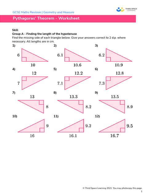 Pythagoras Theorem Third Space Learning Gcse Worksheet 1 Pdf