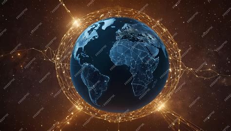 Global Digitalization Concept With Bright Glowing Planet Globe With
