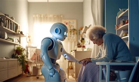 Premium Photo Smart Robot Helping Elderly At Home Or In Retirement