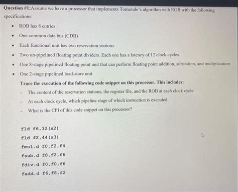 Solved Uestion Assume We Have A Processor That Chegg
