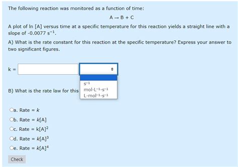 The Following Reaction Was Monitored As A Function Of Chegg