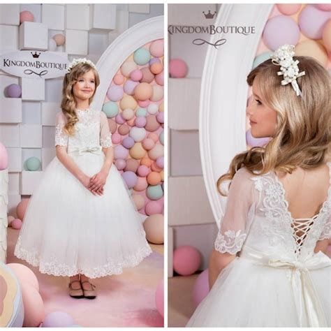 Ivory Flower Girl Dress Birthday Wedding Party Holiday Etsy