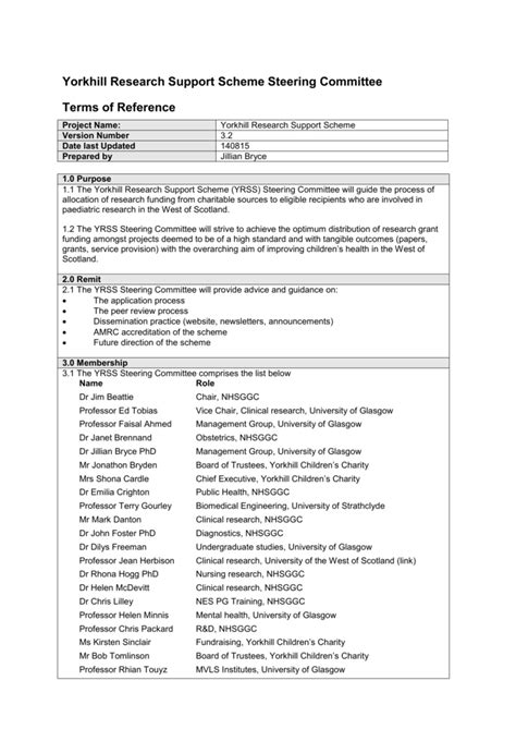 Terms Of Reference Template