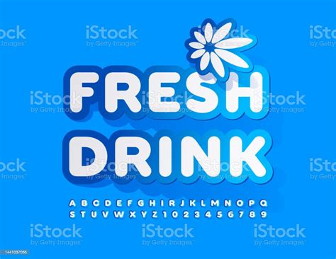 벡터 광고 배지 장식 꽃과 신선한 음료 스티커 스타일 알파벳 문자와 숫자 세트 개념에 대한 스톡 벡터 아트 및 기타 이미지 개념 건강한 식생활 광물질 Istock