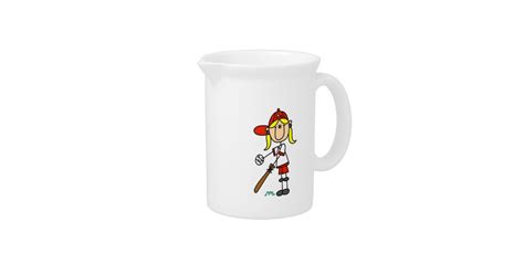 Up At Bat Girl Stick Figure Baseball Ts Pitcher Zazzle